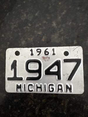 1961 Michigan 4 Digit Motorcycle License Plate Chrome | eBay