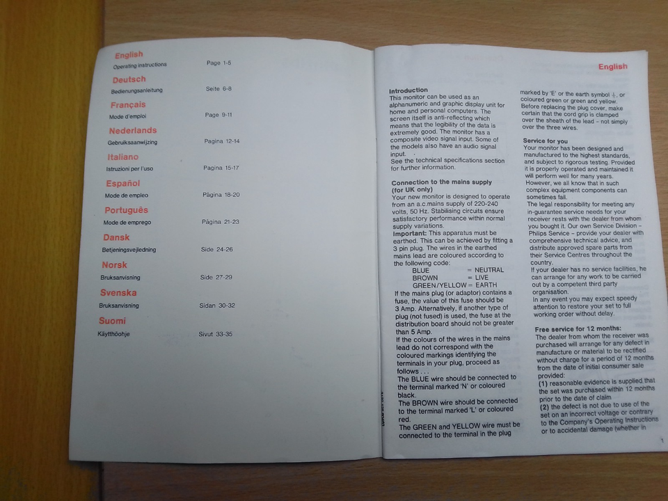 Philips 12” CRT Computer Monitor 80 Vintage Green Screen Vintage BM7502 ...