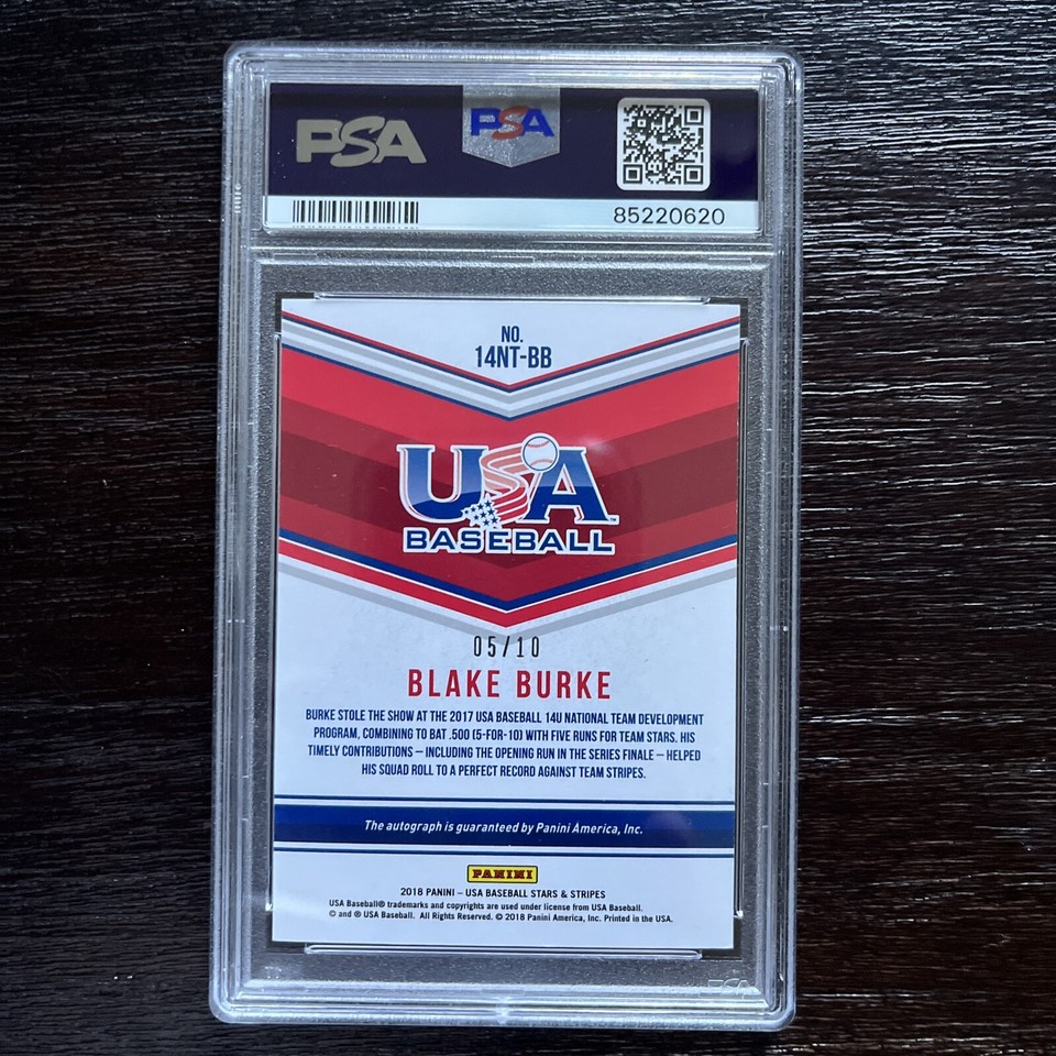 BLAKE BURKE 2018 Panini USA Stars & Stripes red Auto Autograph /10 PSA ...
