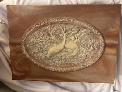 Vintage Large 13" Genuine Incolay Stone Carved Trinket Jewelry White ...