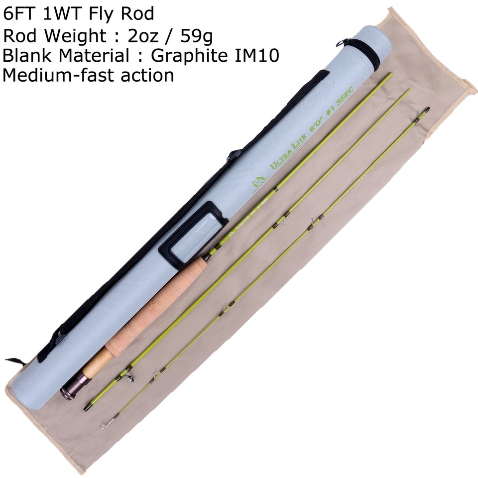 1WT Fly Rod And Reel Combo 6FT Medium-Fast Fly Fishing Rod & Aluminum ...