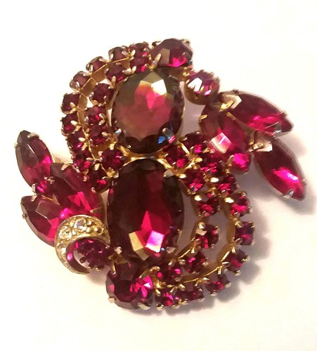 Large Ruby Colored Costume Brooch | eBay