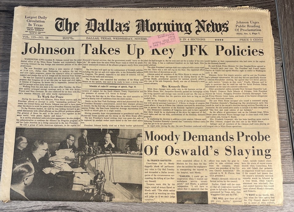 Lot 7 Days 1963 John F. Kennedy JFK Assassination Dallas Morning News ...