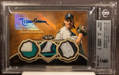 RANDY JOHNSON 2019 Topps Tier One Triple GU Patch Auto 1/1 BGS 9/10 | eBay