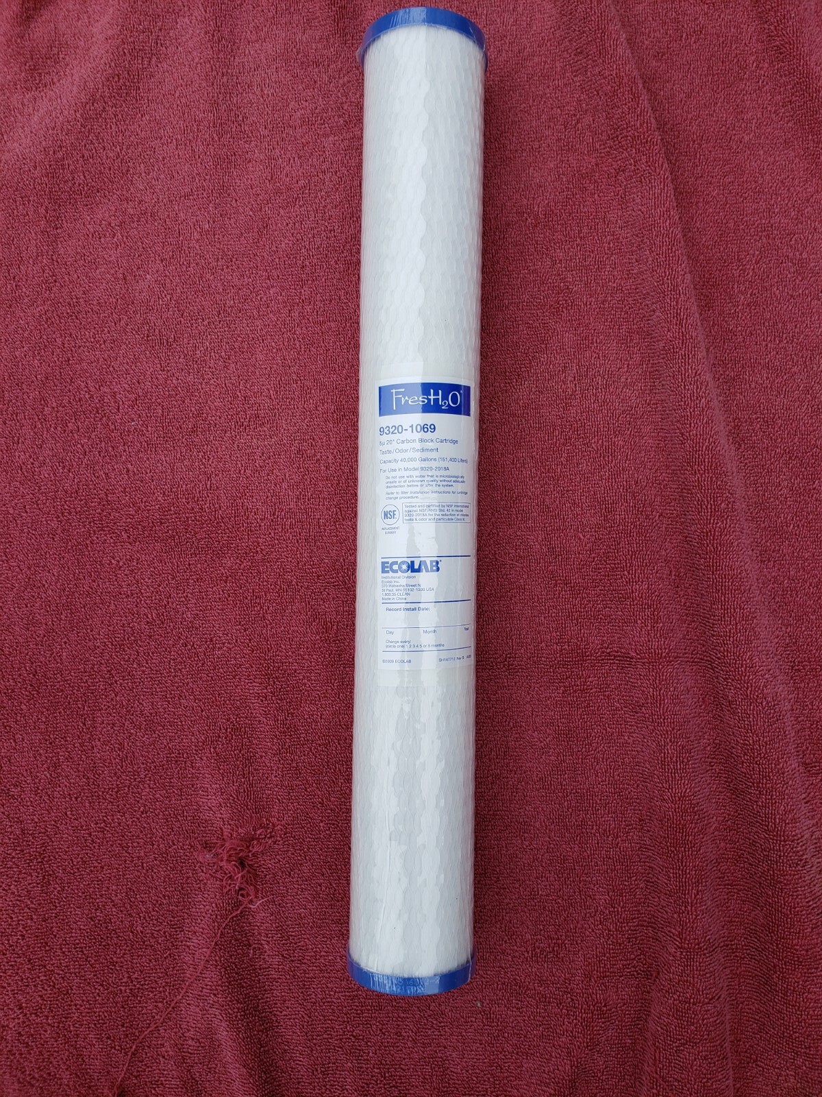 Ecolab Fresh 9320-1069 Carbon Block H2o Water Filter 20"cartridge for ...