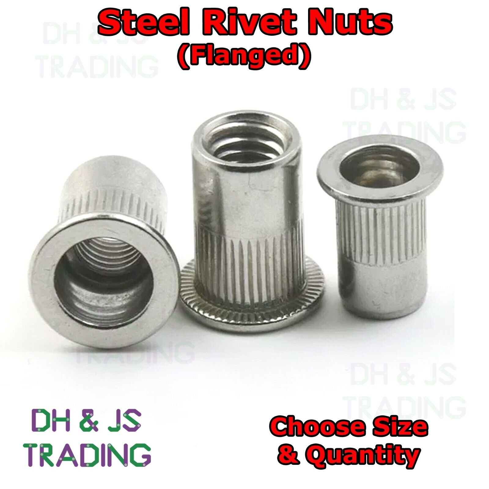 RIVNUTS NUTSERTS STEEL KNURLED HEAD THREADED RIVET NUTS M4 M5 M6 M8 M10 ...