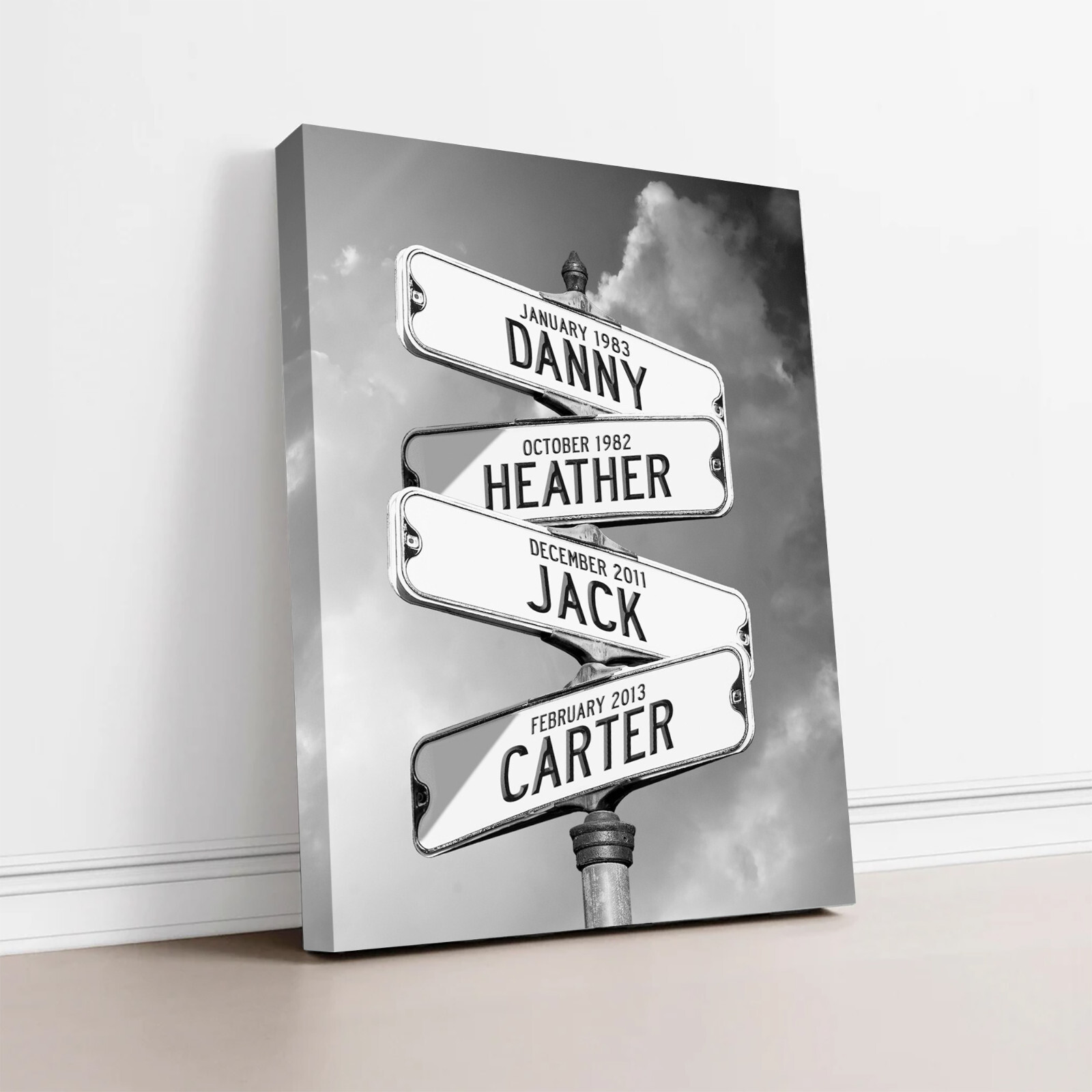 Personalized Sign 4 Name on Street Sign Sky Vintage Matte Canvas Family ...