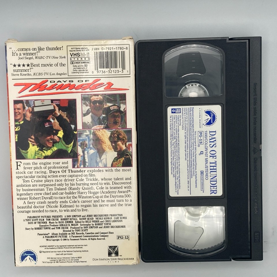 Days of Thunder (1990), VHS Movie, Paramount (1990), Cruise "Cole" vs ...