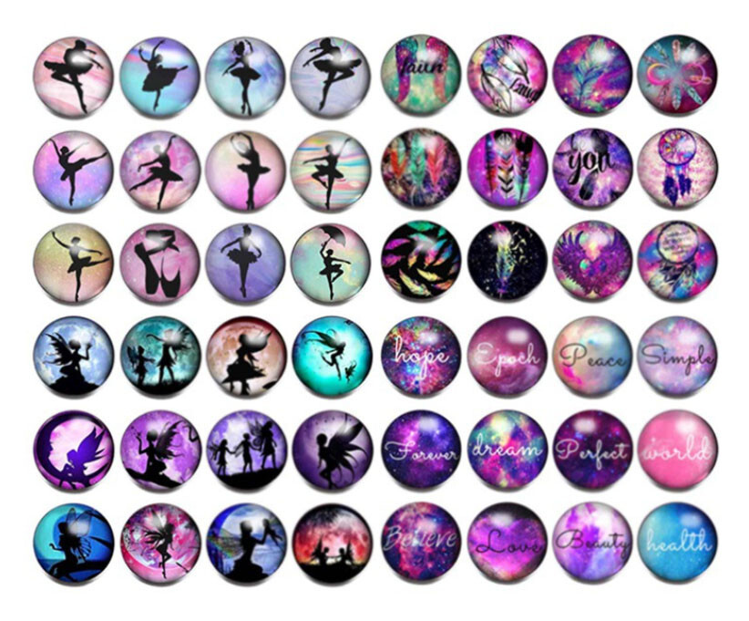 48pcs/Lot Glass Purple dance 18mm Snap Button charm Fit Ginger Snap ...