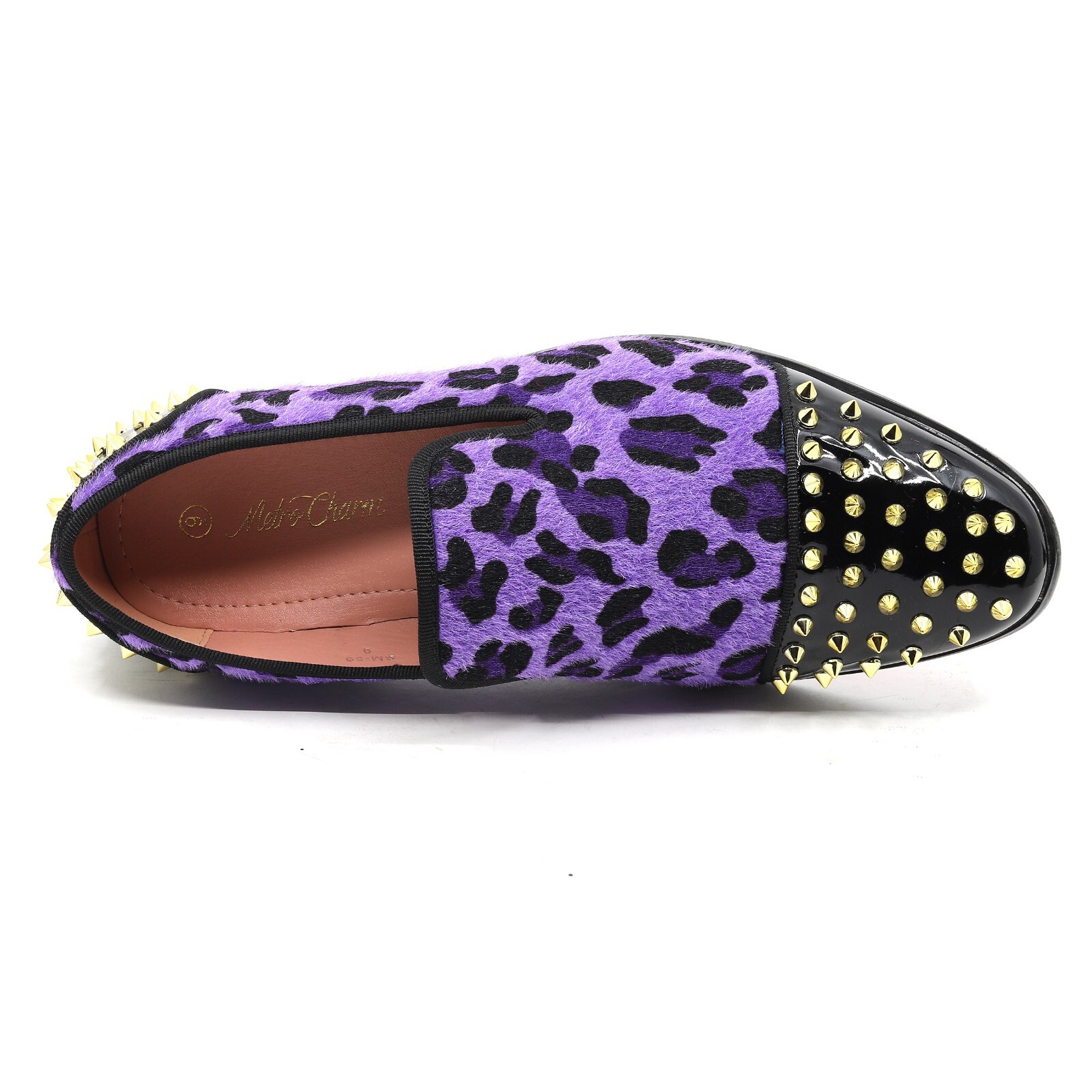 Men's Smoking Spiky Leopard Print Dress Loafers Slip On Homecoming Prom ...