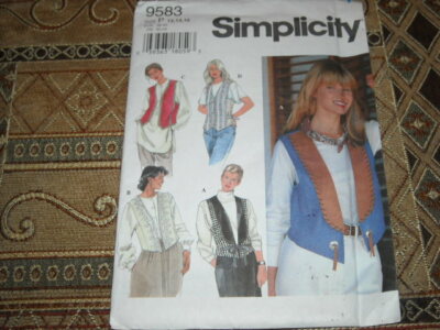 🌼 SIMPLICITY #9583 - LADIES ( 4 STYLE ) WESTERN & CASUAL VEST PATTERN ...