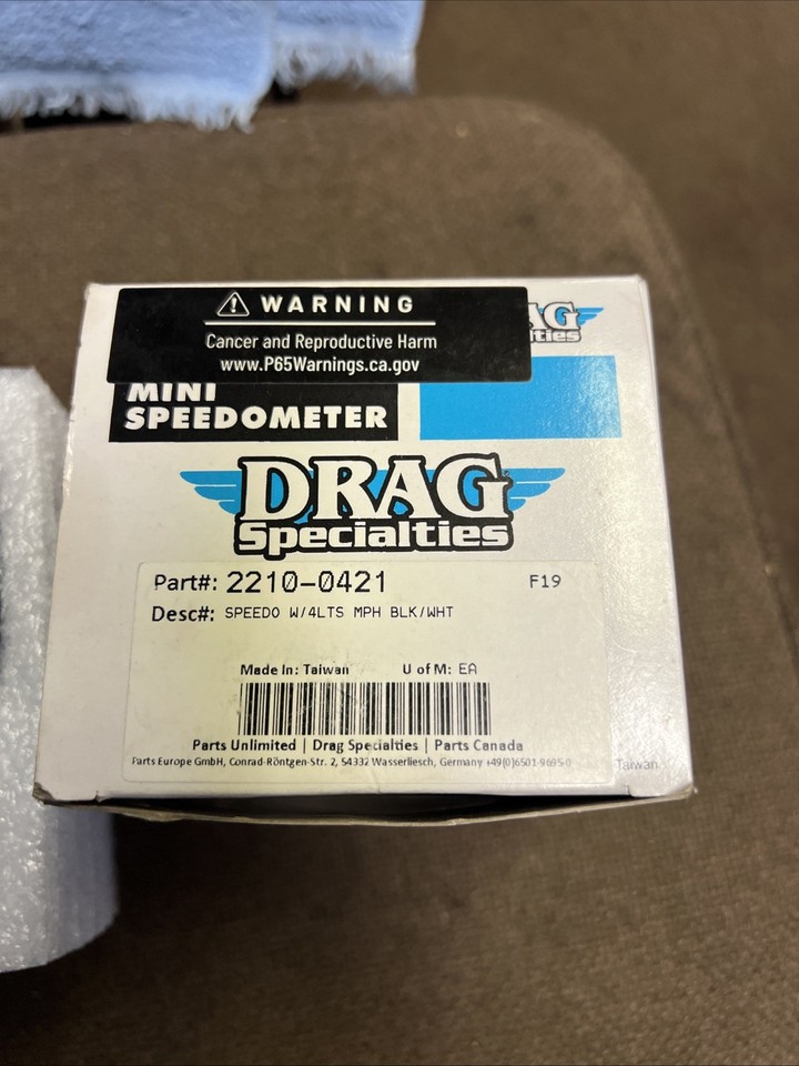 Drag Specialties Black Electronic White Face Speedo Speedometer Harley ...