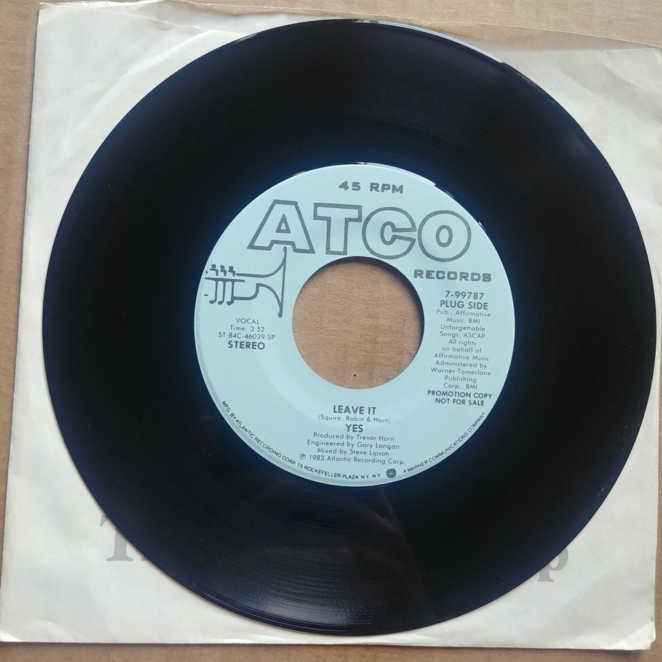 YES Leave It DJ PROMO 45 7" POP SYNTH ROCK Record Vinyl Records 1984 | eBay