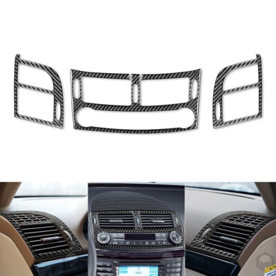 3Pcs Carbon Fiber Interior Air Vent Outlet Kit Cover Trim For Mercedes ...