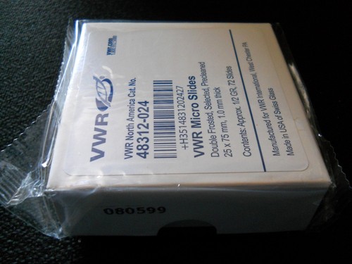 72 VWR Double Frosted Selected PreCleaned Micro Slides, 25 x 75 x 1mm ...