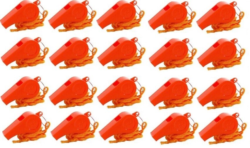 (20) Orange Whistles w/Lanyards Emergency Loud Signal Distress Survival ...