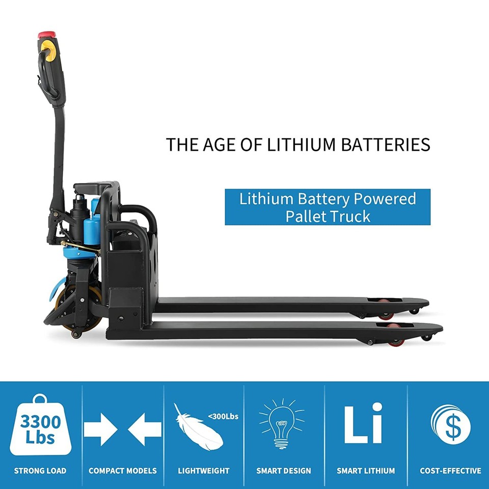 APOLLOLIFT Electric Pallet Jack Li-ion Battery 3300lb Load Cap. 7.5 ...