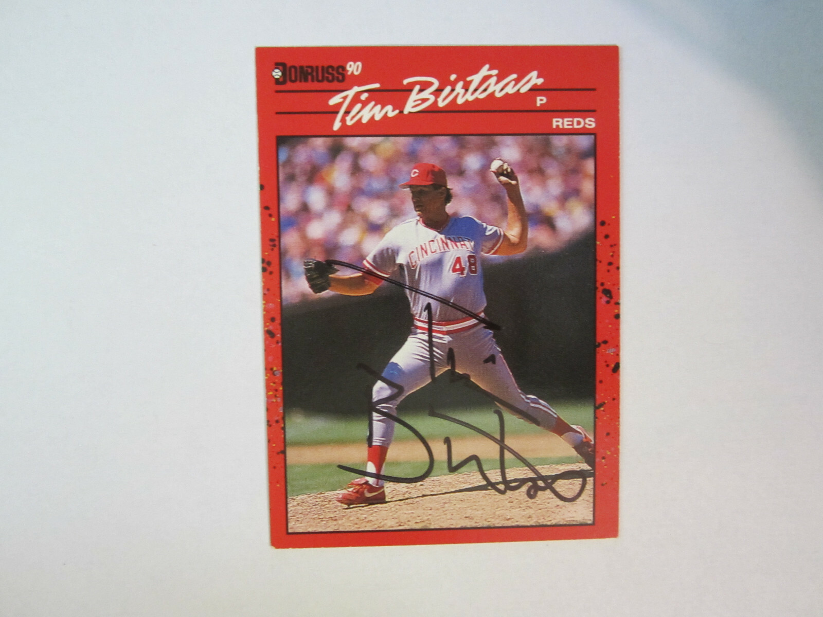 1990 Donruss # 493 Tim Birtsas Autograph / Signed card (M) Cincinnati ...
