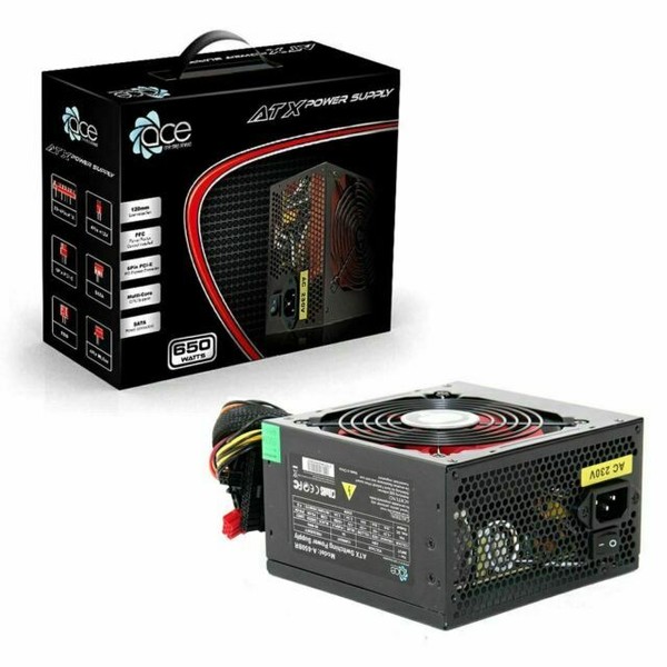 ACE A650BR 650W PSU with 12cm Red Fan and PFC - Black for sale online ...