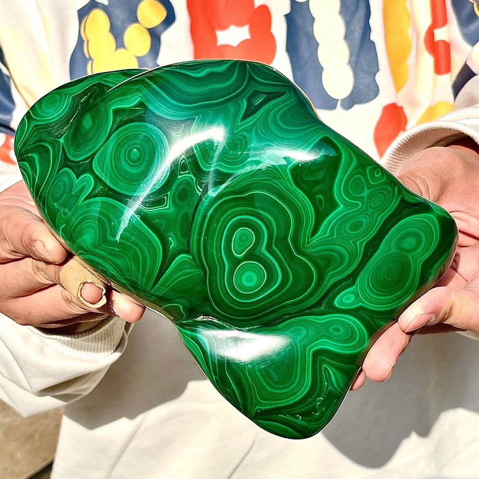 6.36LB Natural glossy Malachite transparent cluster rough mineral ...