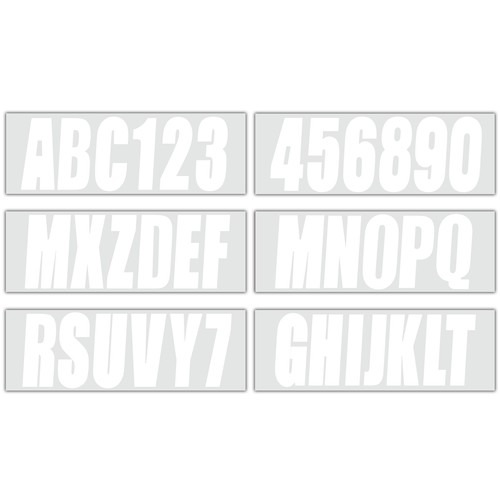 White Alpha-Numeric Registration Identification Number Stickers Decals ...