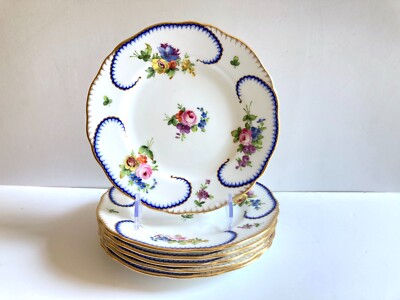 Ca.1870 Minton after Sevres "Feuille-de-Choux" plates, 8'', handpainted ...