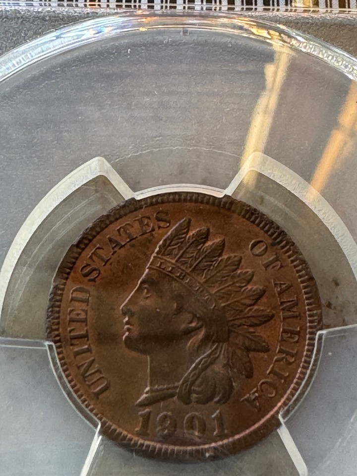 1901 1C Indian UNC Detail Rim Damage, 124 Years old HUGE ESTATE SALE No ...