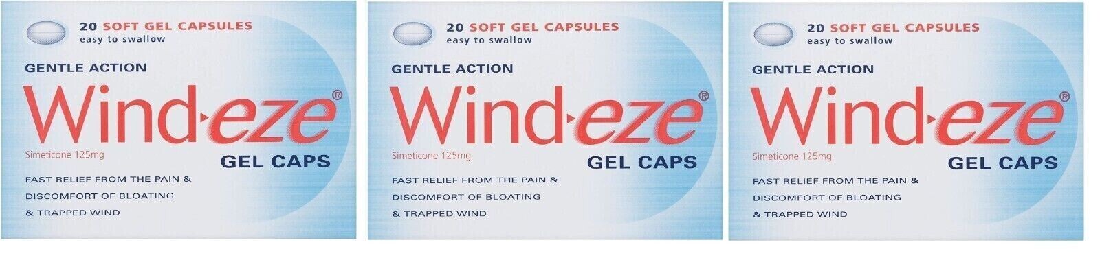Wind-eze Gel Caps For Trapped Wind & Discomfort of Bloating Capsules Pack of 1-6 | eBay UK