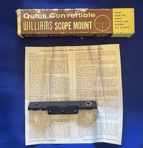 Vintage Williams Quick Convertible Scope Mount Model SM-70 | eBay
