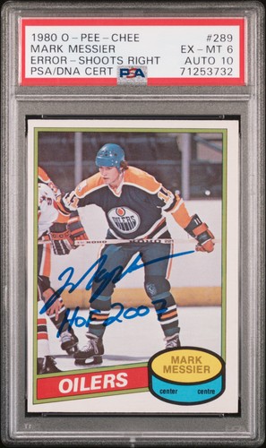1980 O-Pee-Chee #289 Mark Messier RC Rookie PSA 6 / 10 AUTO Autograph ...
