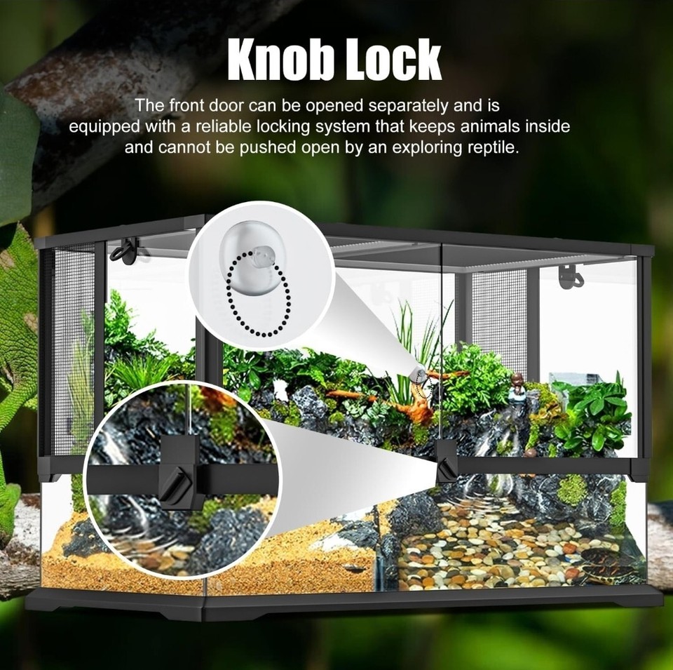 Tempered Glass 48 Gallon Reptile Tank,36"x18"x18" Top Screen ...