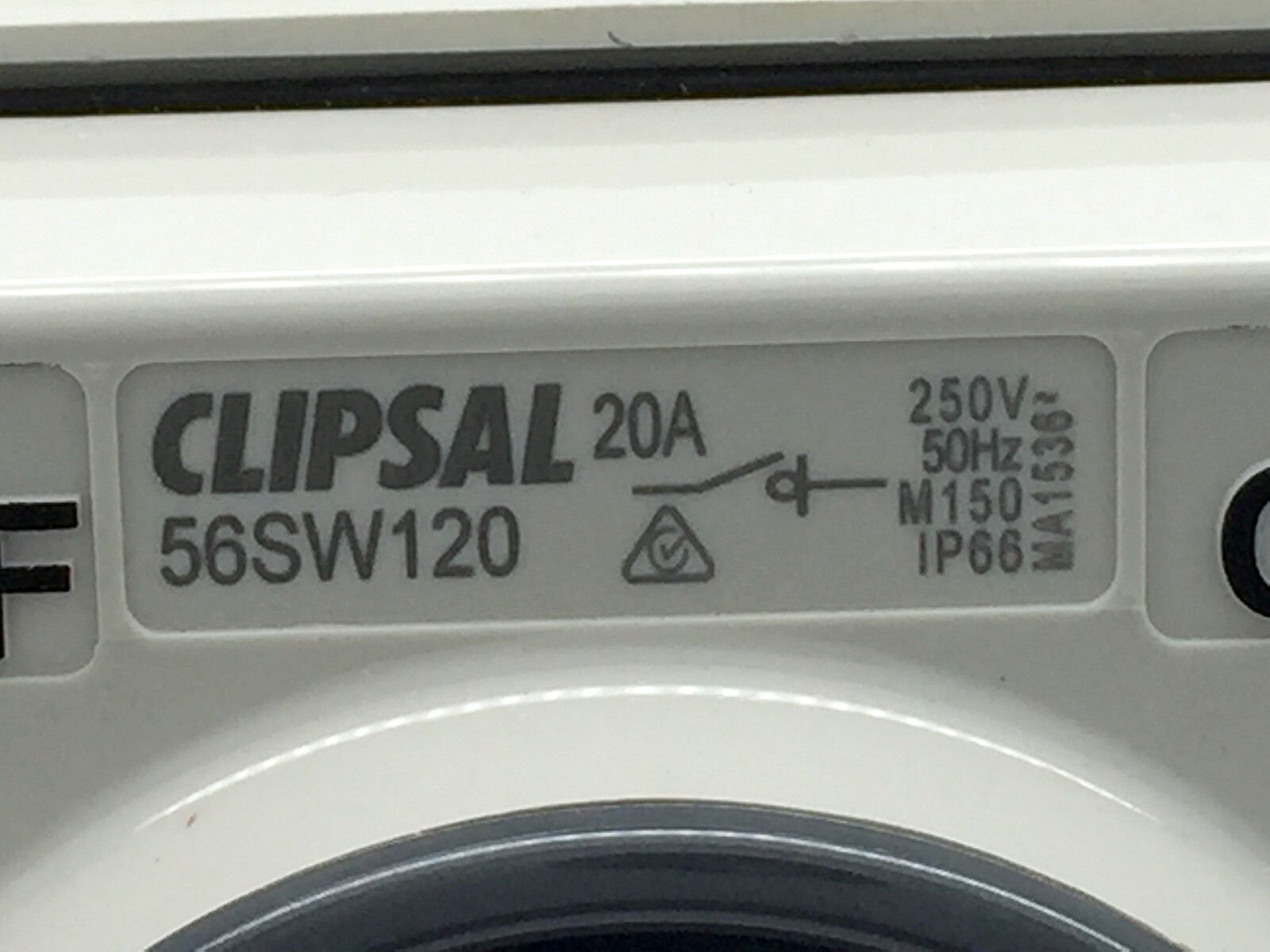 Clipsal 56SW120 Surface Switch 1 Gang 20A 250VAC IP66 50Hz Grey ON ...