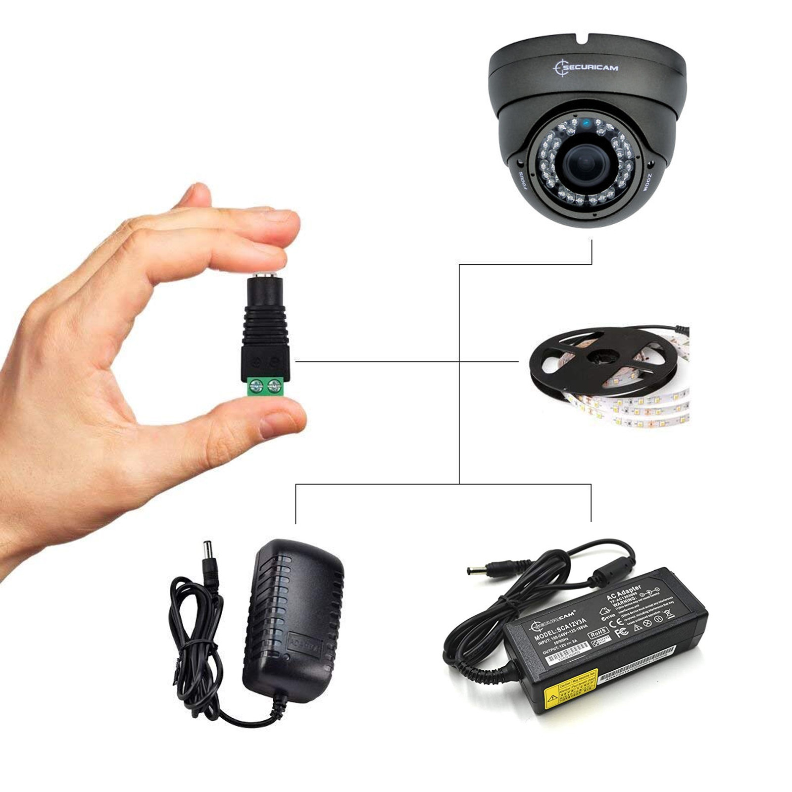 10 X BNC Plug to Screw Terminal CCTV Camera Video CAT5 Connector ...