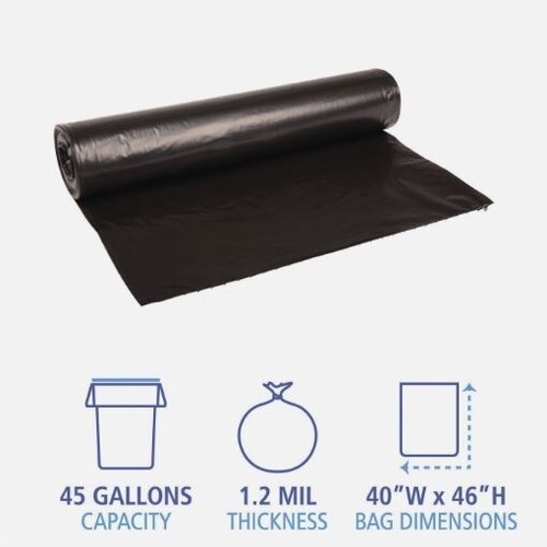 Boardwalk Heavy-Duty Can Liners 45 gal 40x46" Black 10 bags/roll ...