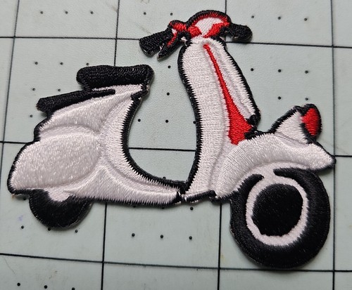 White Vespa Moped Scooters Motorcycles 5.4"x1.4"Sew Iron Embroidery ...