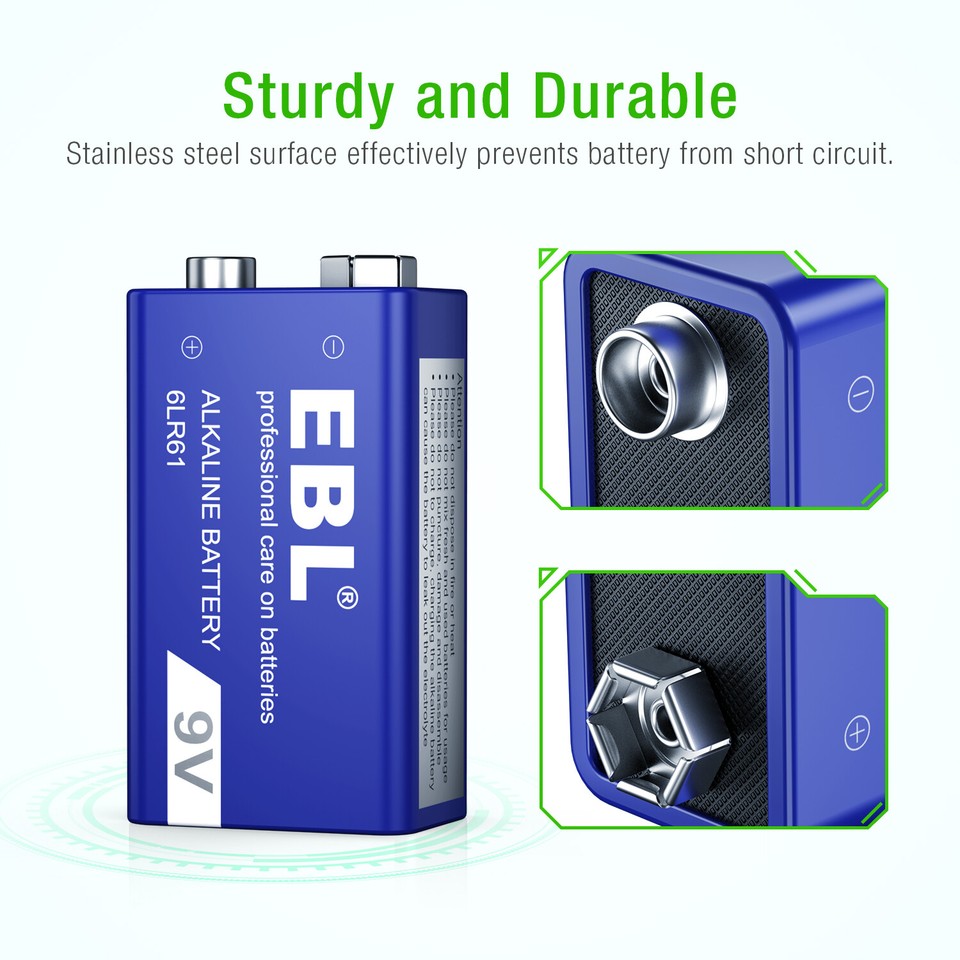 9 Volt Alkaline Single Use Battery / 9V Rechargeable Li-ion Batteries ...