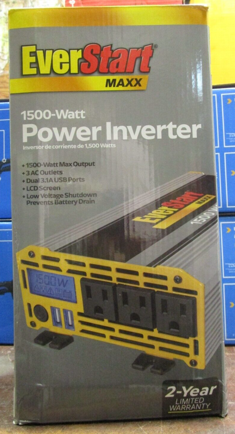 EverStart MAXX 1500W 120VAC 5VDC Power Inverter w/ 3 AC Outlets PC1500E ...