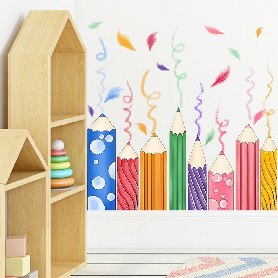 Eye Catching Pencil Style Wall Stickers for Bedroom and For living Room ...