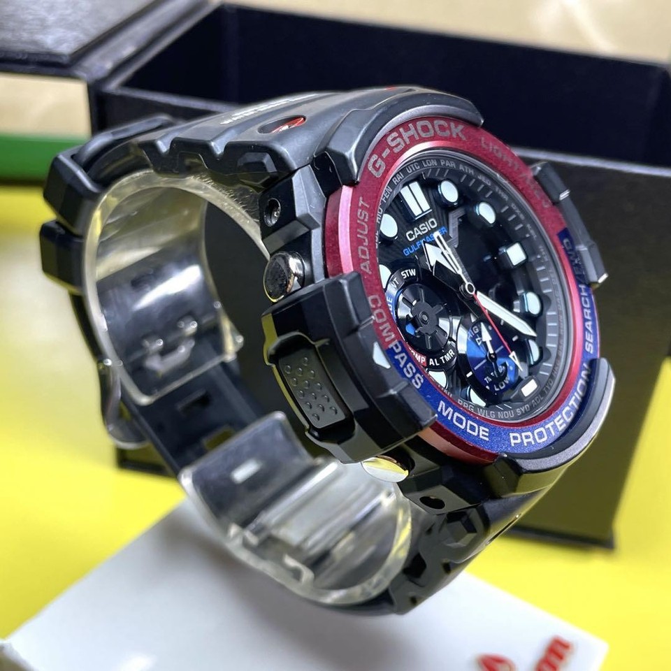 Casio G Shock Gulfmaster Pepsi Watch Tide Graph Compass Thermometer ...