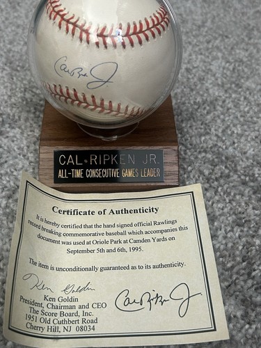 CAL RIPKEN JR. AUTOGRAPHED W/ "RIPKEN 8" MLB BASEBALL BALTIMORE ORIOLES ...
