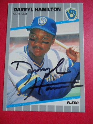 Darryl Hamilton - 1989 Fleer Autographed Baseball card # 187 - Brewers ...