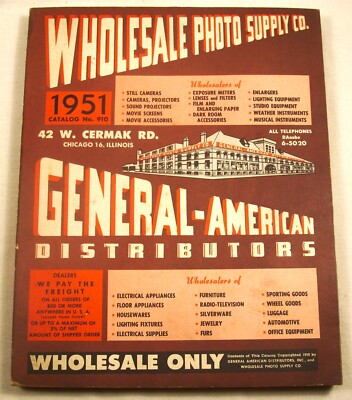 1951 GENERAL-AMERICAN DISTRIBUTOR & WHOLESALE PHOTO SUPPLY CO. CATALOG ...