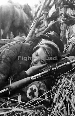 WW2 Picture Photo Female Soviet medic resting in the field 2312 | eBay