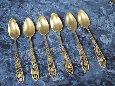 Very Rare! 6 Antique Austrian Filigree Handle Silver Spoons Vienna ...
