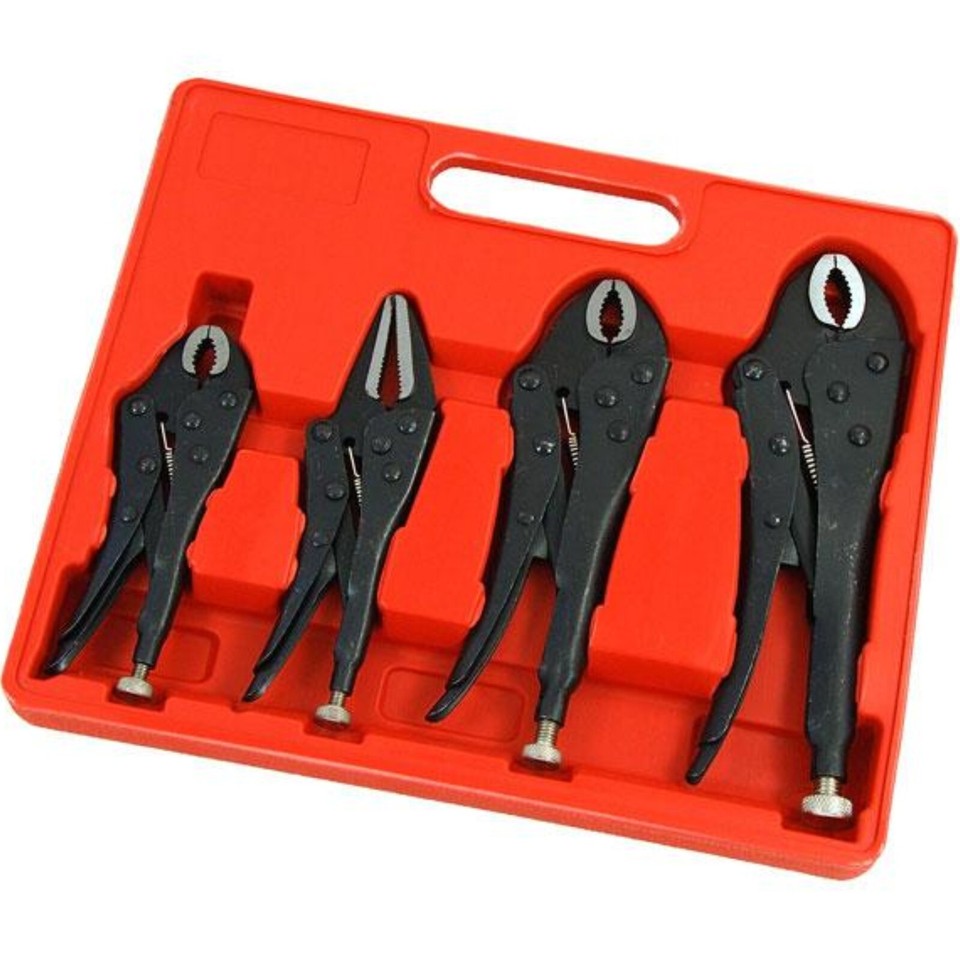 Locking Pliers Mole Vice Grips Adjustable Wrenches 4pc Set Curved ...