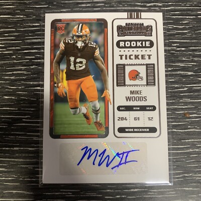 MIKE WOODS 2022 PANINI CONTENDERS ROOKIE TICKET AUTO #245 - BROWNS | eBay