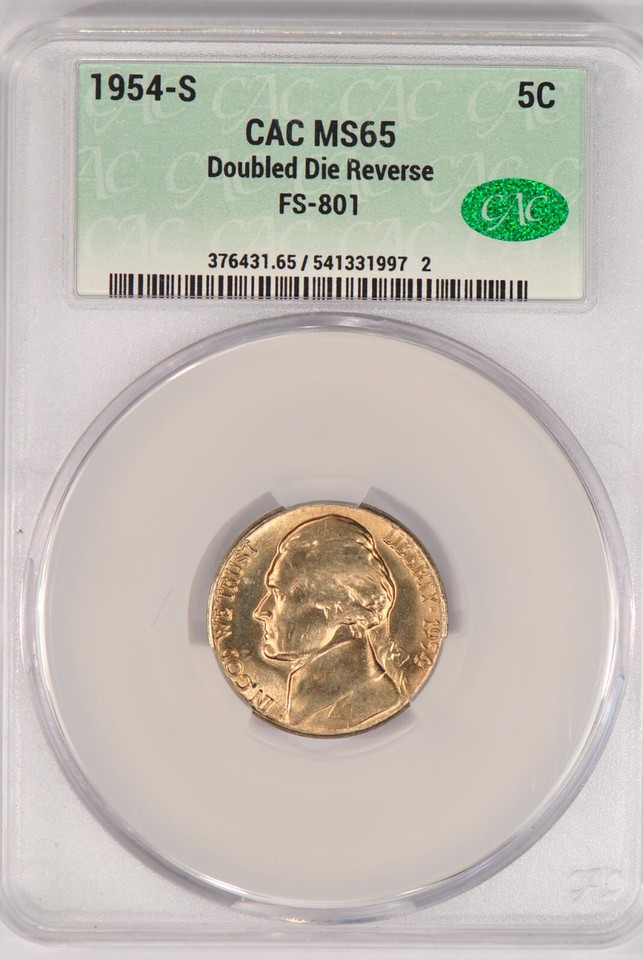 1954 S Jefferson Nickel DDR FS-801 CAC MS65 CACG Gem Coin 5C | eBay