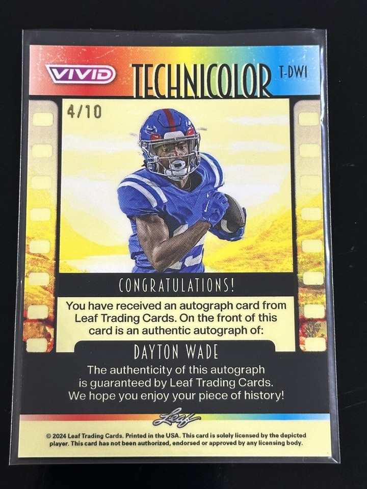 Dayton Wade 2024 Leaf Vivid Technicolor Crystal Yellow Auto RC 4/10 ...