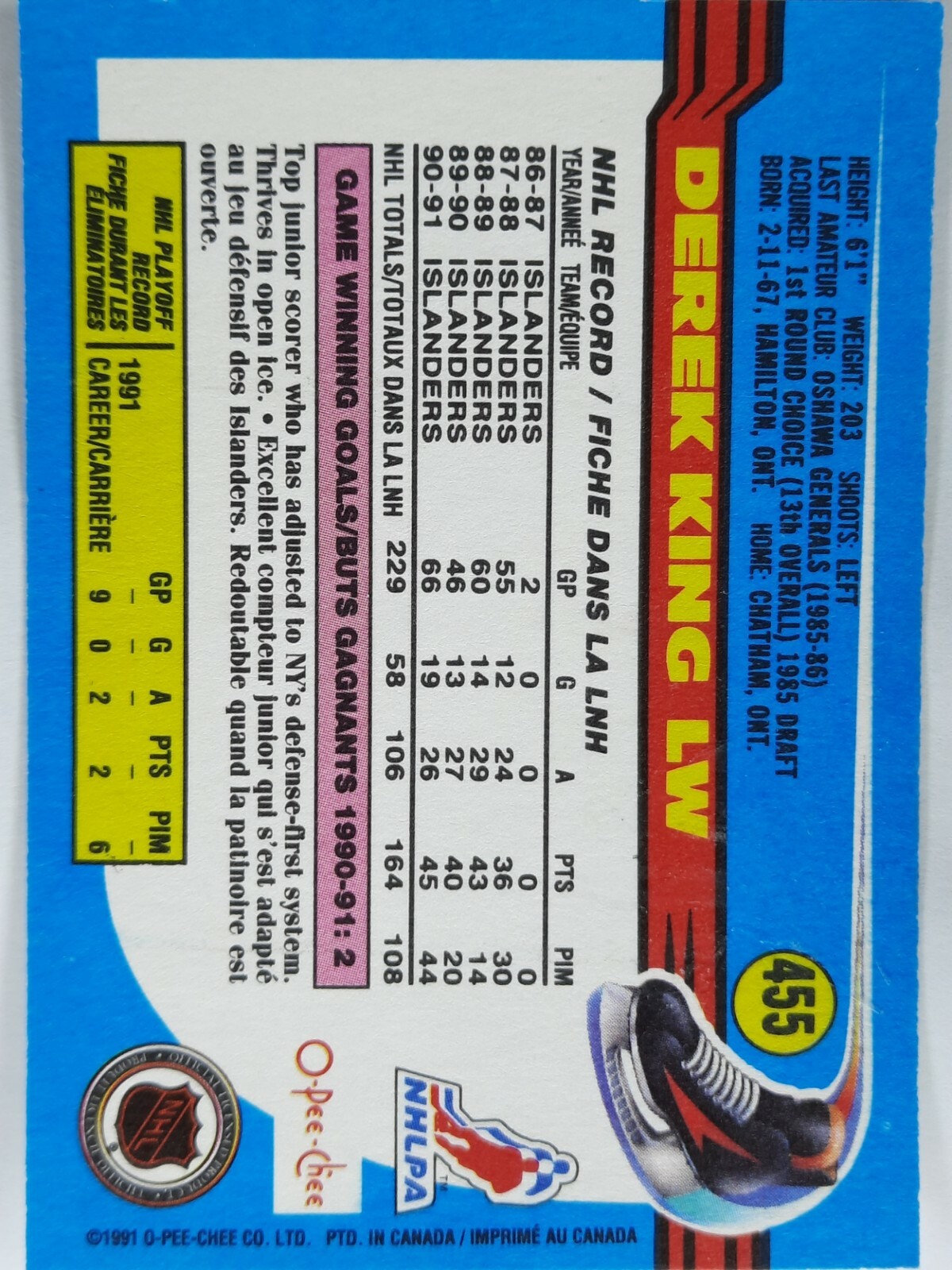 1991-92 O-Pee-Chee - #455 Derek King for sale online | eBay