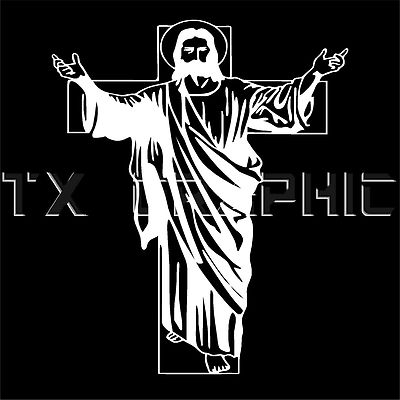 JESUS DECAL CROSS CHRISTIAN VINYL STICKER WINDOW WALL LAPTOP RELIGION ...
